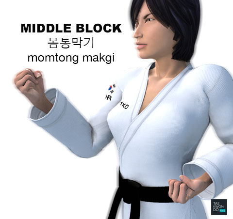 Middle Block ( 몸통막기 momtong-makgi ) | Blocks ( 막기 makgi ) | Taekwondo ...